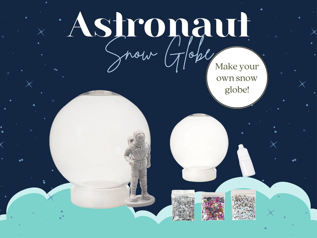 Gray Astronaut Outer Space Shatterproof Snow Globe Craft Kit Snow Globe ...