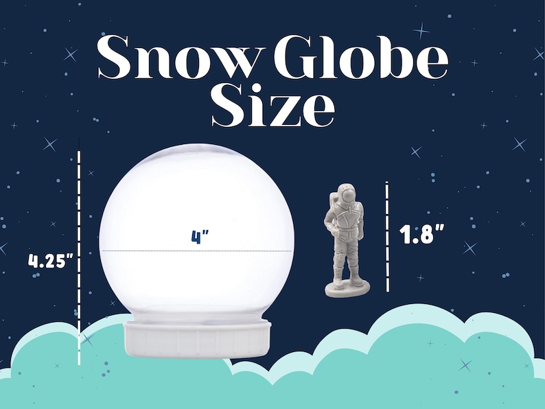 Gray Astronaut Outer Space Shatterproof Snow Globe Craft Kit Snow Globe ...
