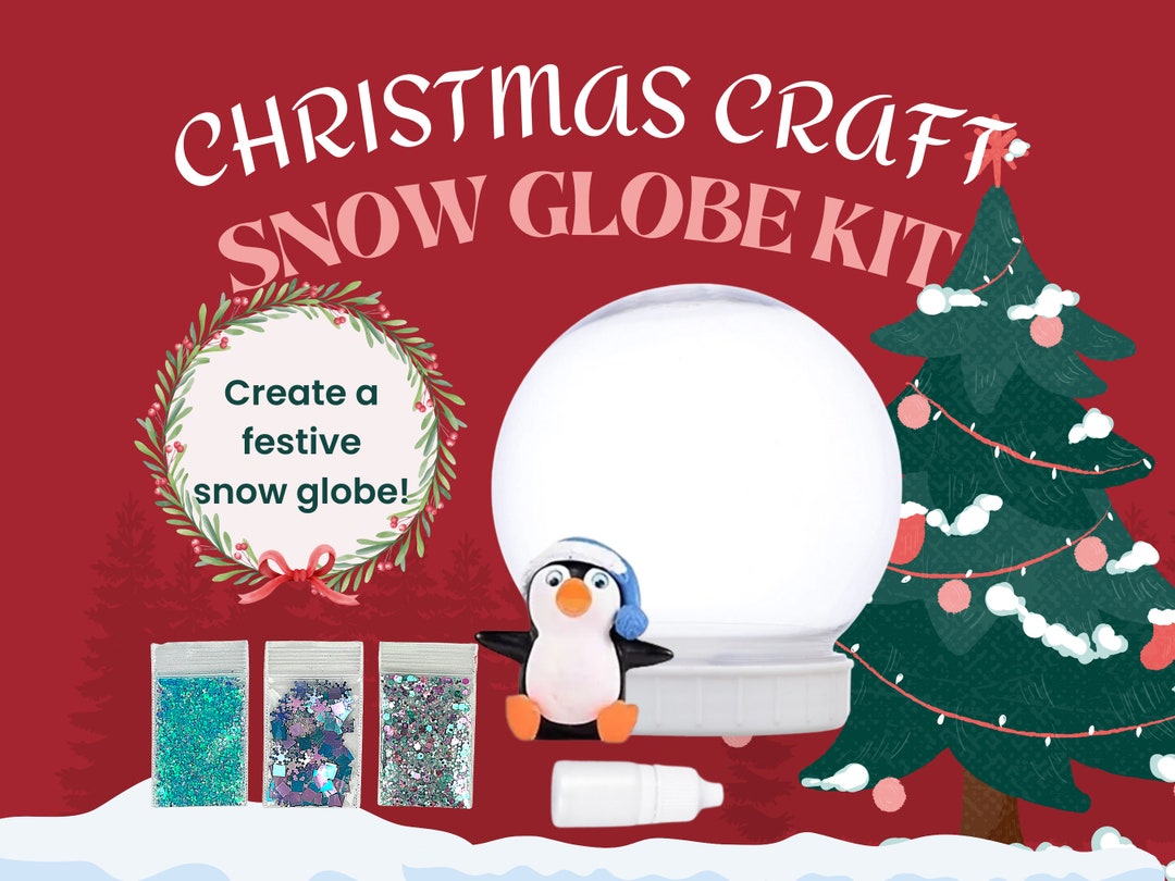 Shatterproof Festive Penguin Santa Hat Snow Globe Craft With Glitter ...