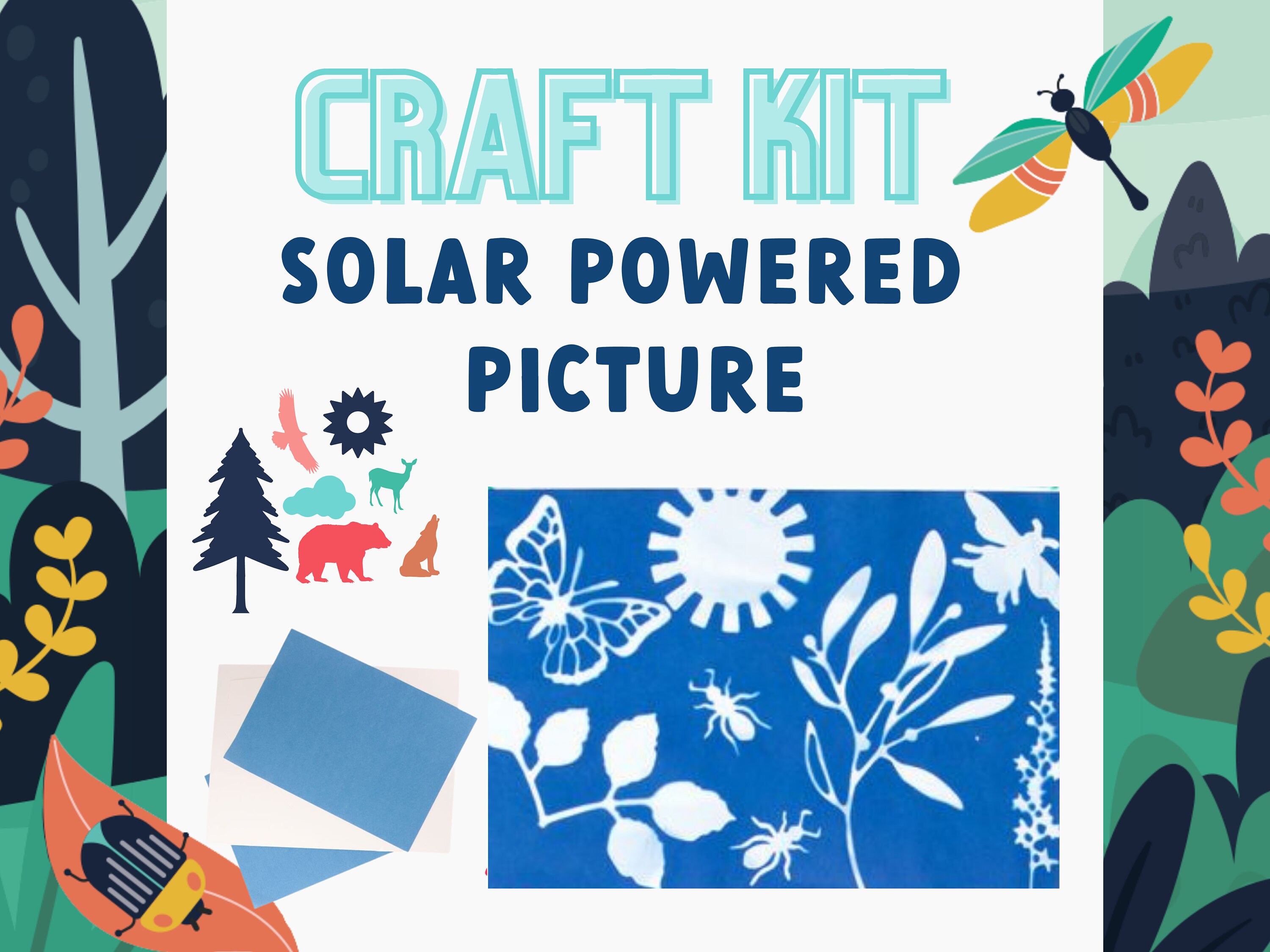 Cyanotype Sun Print Paper Craft Kit With Nature Stencils and Frame ...