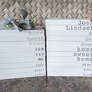 Farmhouse Book Stack With Buffalo Plaid Ribbon and Greenery - Etsy