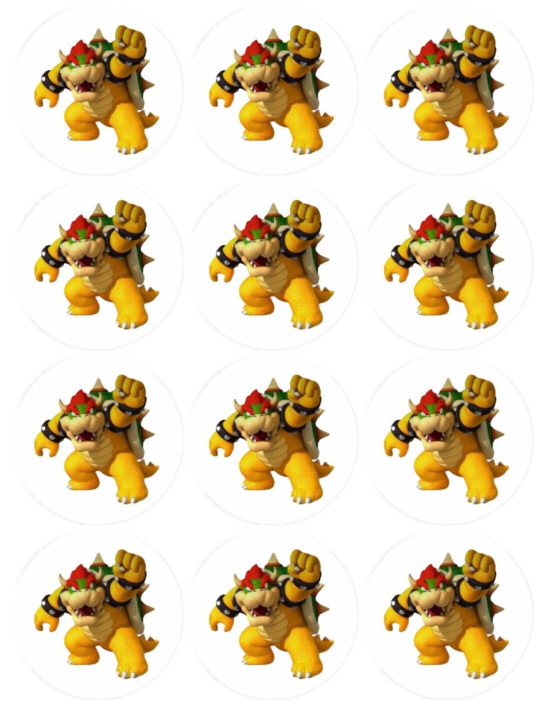 Bowser Edible Cupcake Toppers 15 5cm Rounds. Super Mario. - Etsy