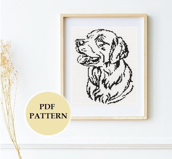 Easy Golden Retriever Labrador Cross-stitch Monochrome Pattern - Etsy