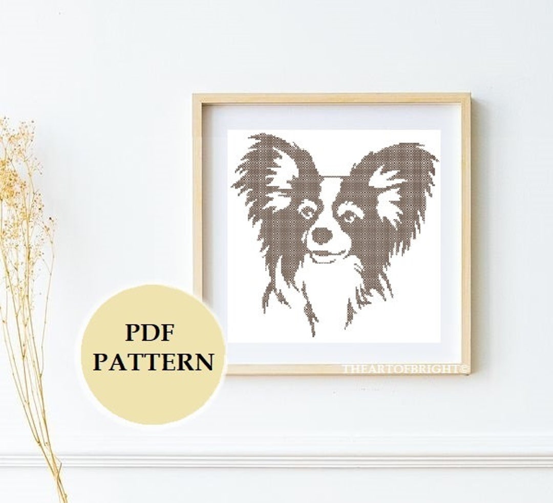 Papillon Dog Silhouette Cross-stitch Monochrome Pattern PDF - Etsy