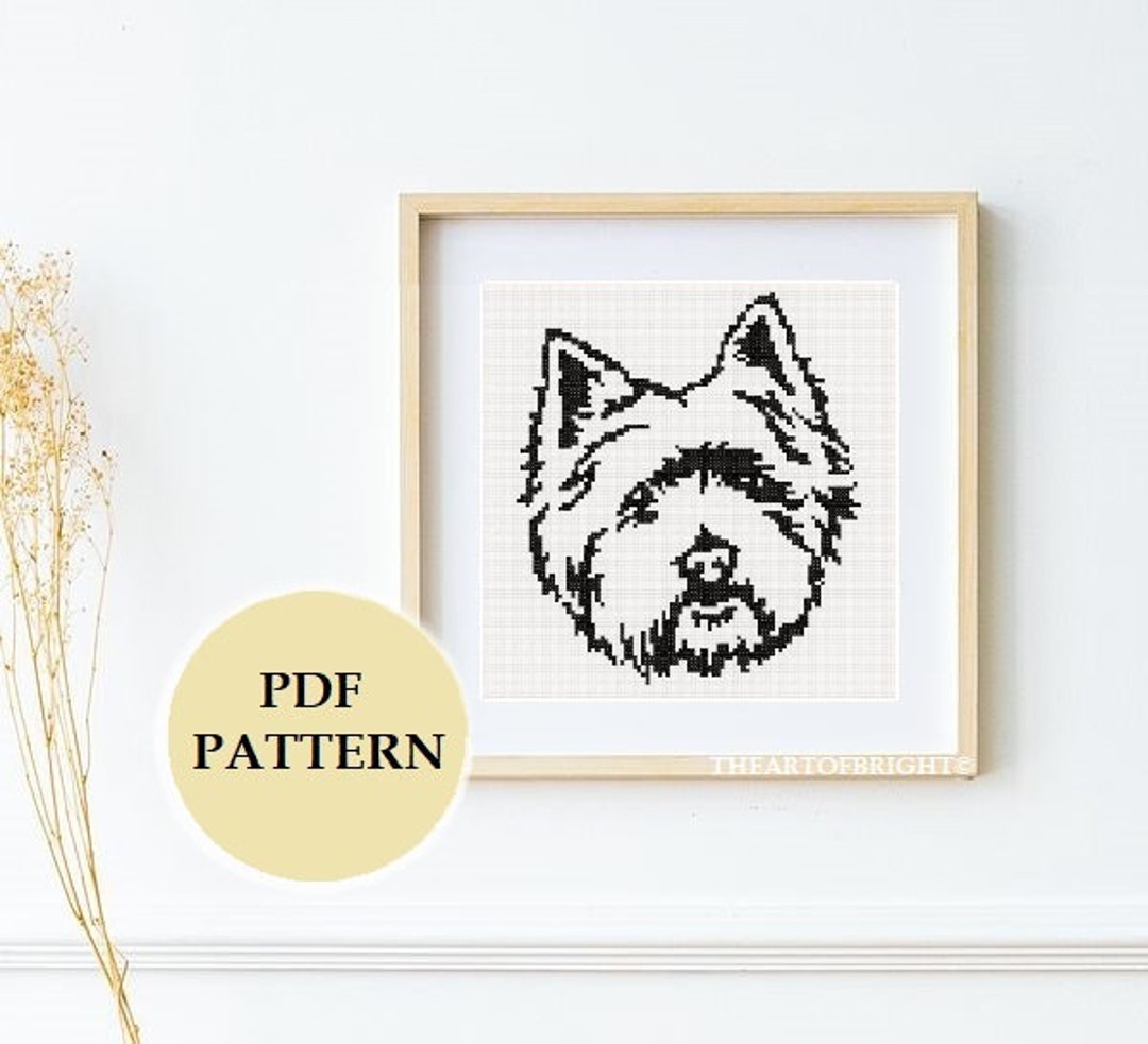 Easy Westie West Highland Terrier Cross-stitch Monochrome Pattern PDF ...