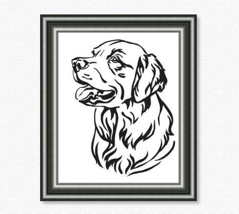 Easy Golden Retriever Labrador Cross-stitch Monochrome Pattern - Etsy