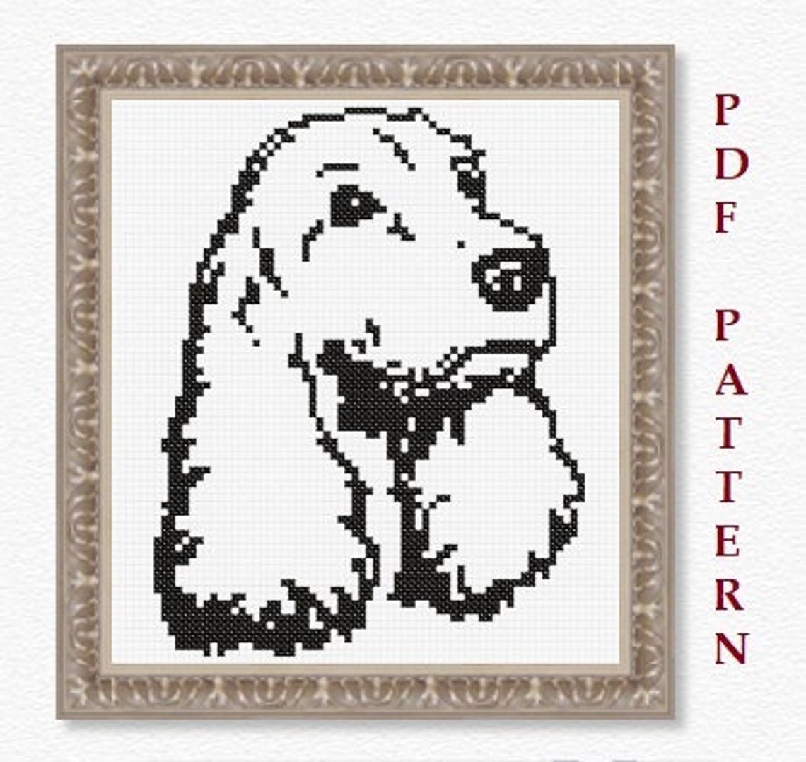 Easy Cocker Spaniel Cross-stitch Monochrome Pattern PDF (2 IN 1) - Etsy