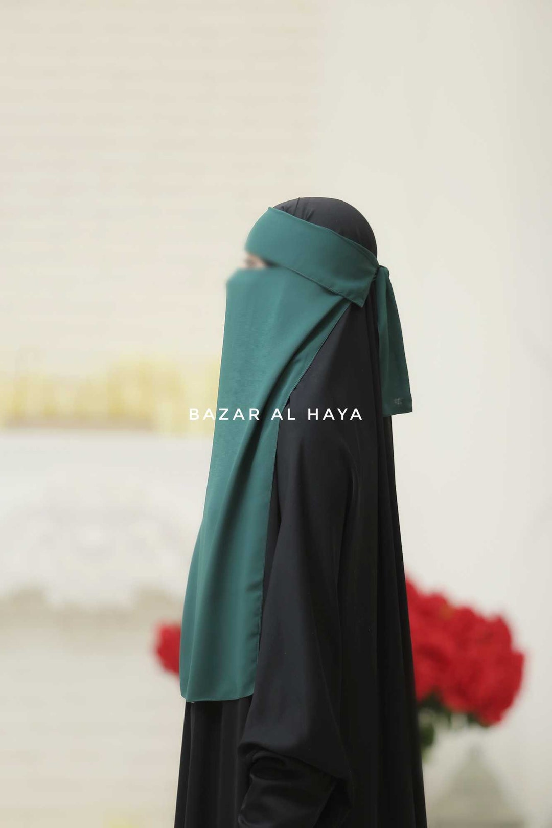 Buy Emerald Green Flap Single Niqab Super Breathable Veil Large Online ...