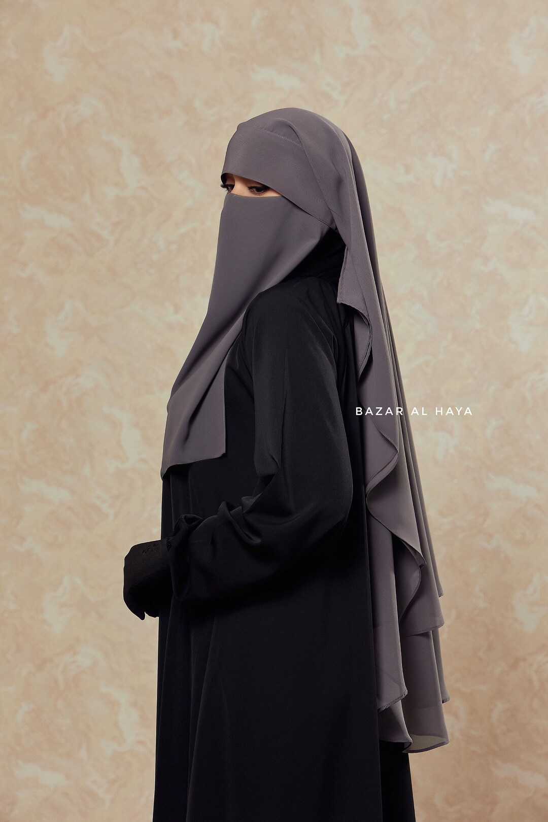 Grey Two Layer Flap Niqab Premium Wool Chiffon Medium - Etsy