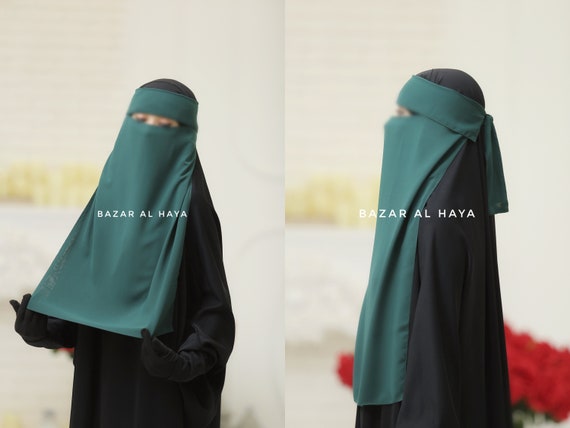 Emerald Green Single Flap Niqab Super Breathable Long Face | Etsy
