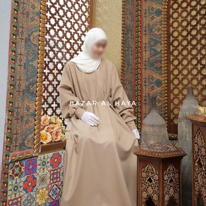 Basimah Beige Classic Design Warm Abaya Coat Premium Wool - Etsy