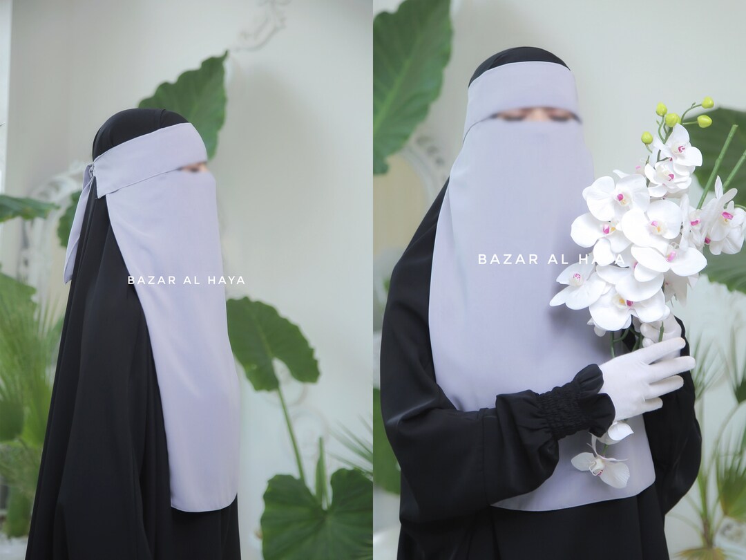 Silver Flap Single Niqab Super Breathable Long Face Veil Breathable ...
