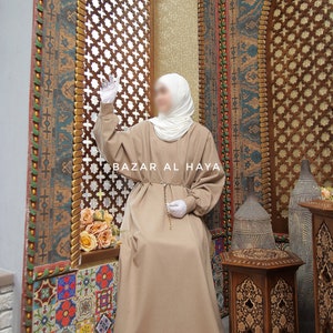 Basimah Beige Classic Design Warm Abaya Coat Premium Wool - Etsy