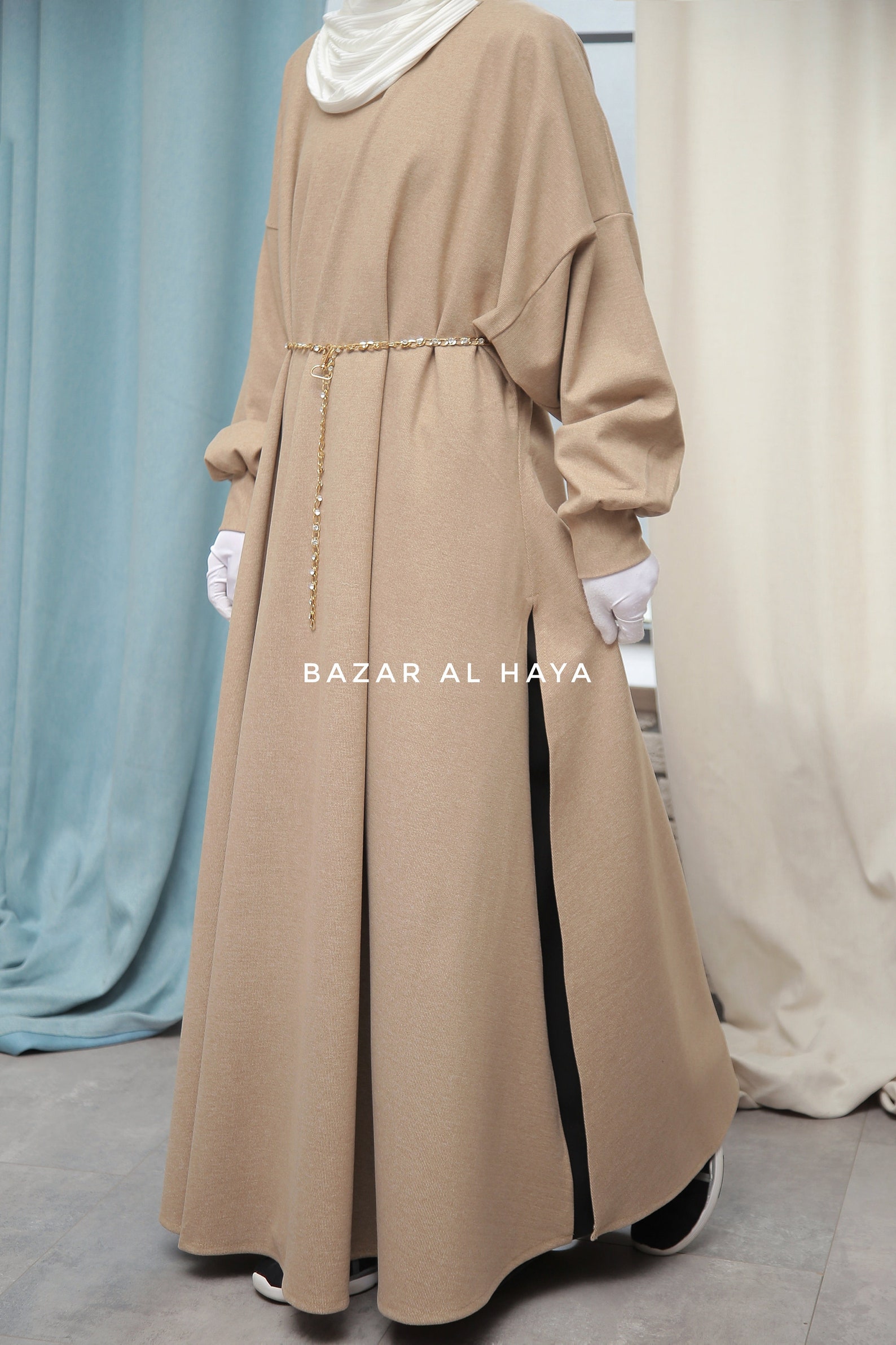 Basimah Beige Classic Design Warm Abaya Coat Premium Wool - Etsy