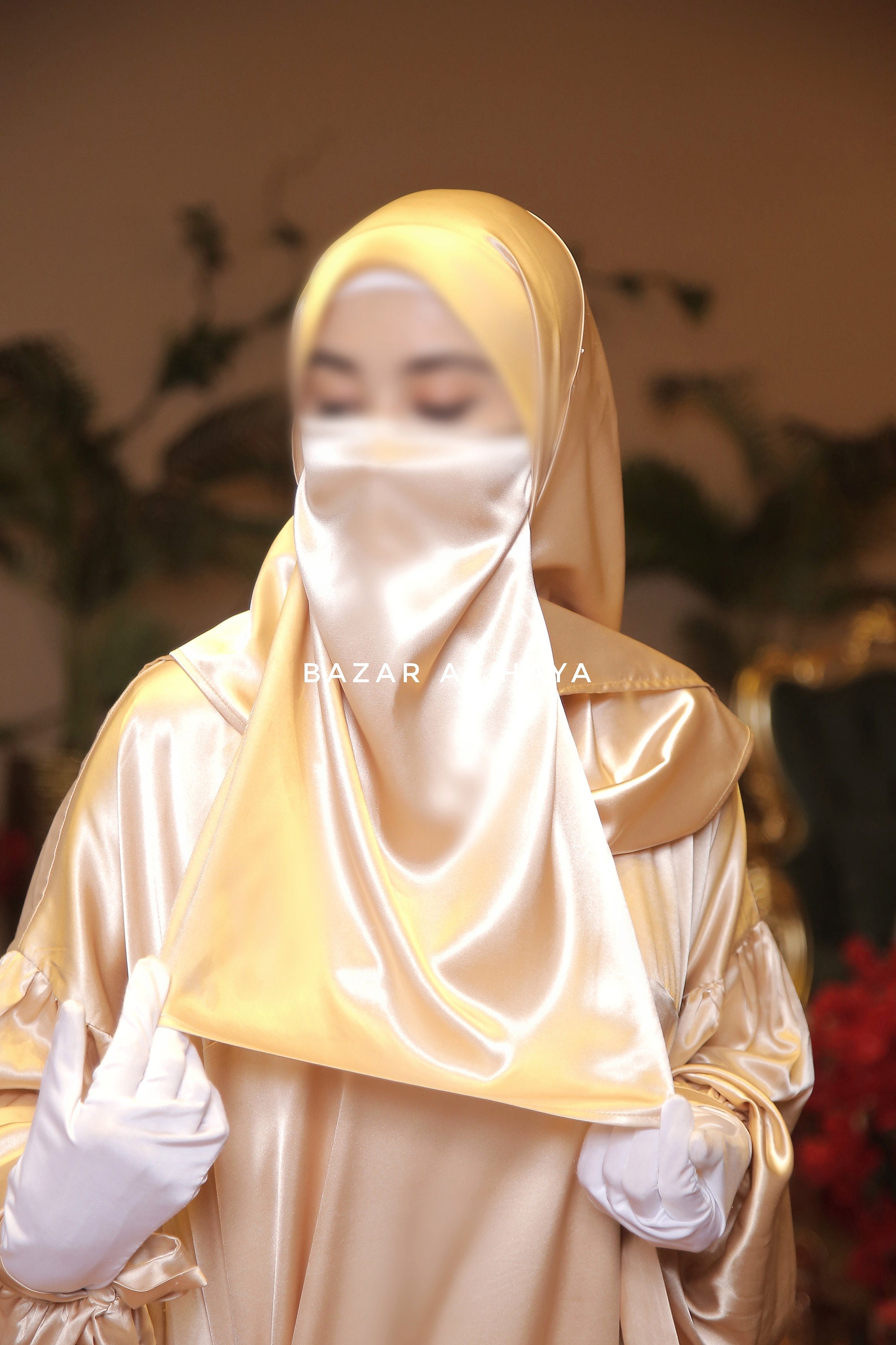 Gold Satin Single Half Niqab Elegant & Modest Veil - Etsy
