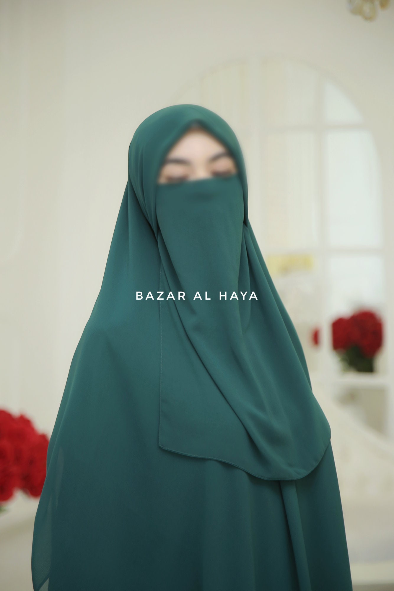 Emerald Square Scarf With Half Niqab Set Super Breathable - Etsy