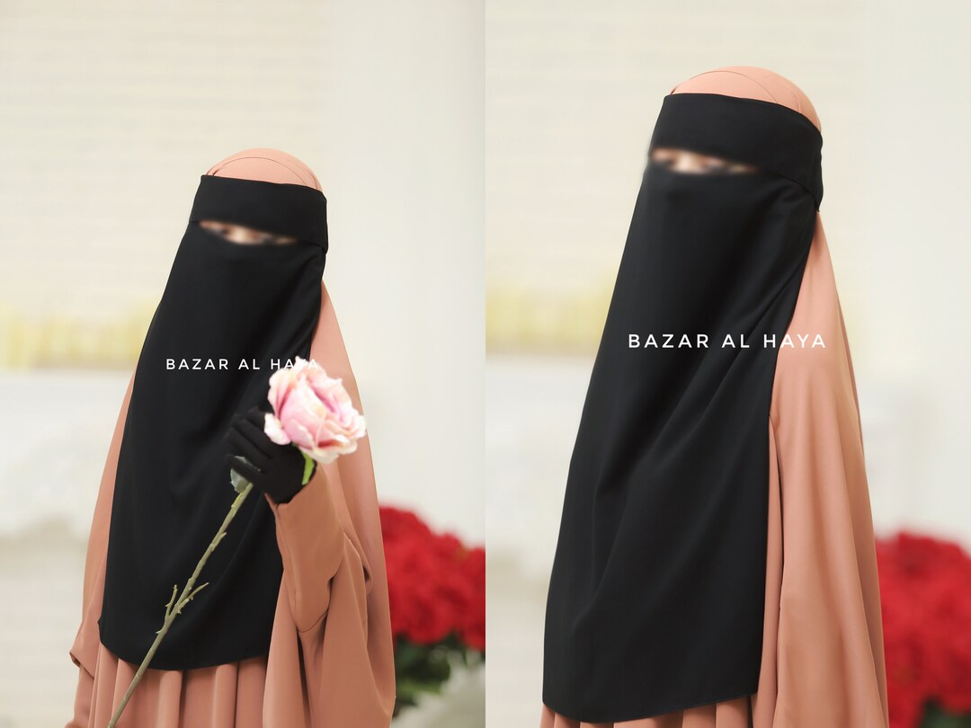 Black Flap Single Niqab Super Breathable Long Face Veil Breathable Flap ...
