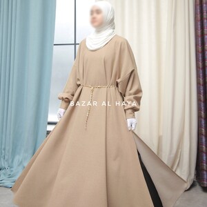 Basimah Beige Classic Design Warm Abaya Coat Premium Wool - Etsy
