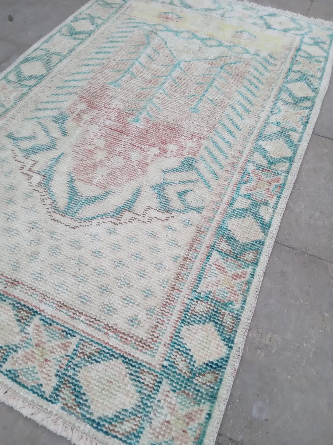2x4 Rug,2x4 Green Red ,rug 2x4,oushak Small Rug, 2x4 Vintage Rug, 2x4 ...