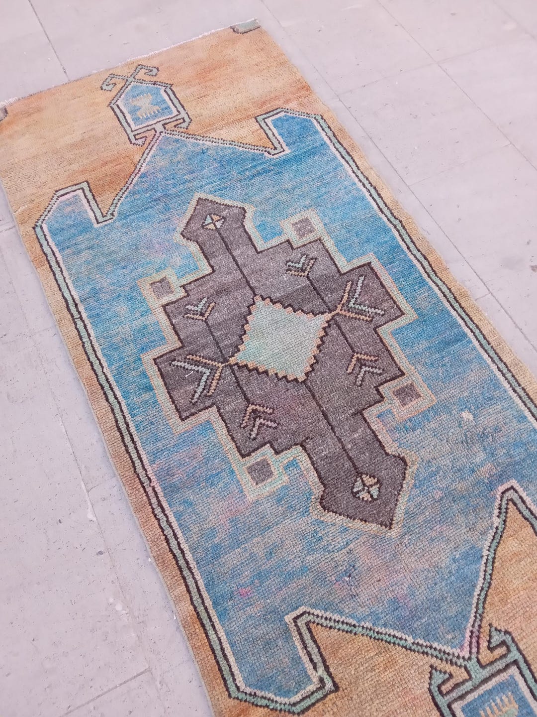 3x6 Rug, Mini Runner Rug, Turkish Vintage Rug, 3x6 Oushak Rug, Natural ...