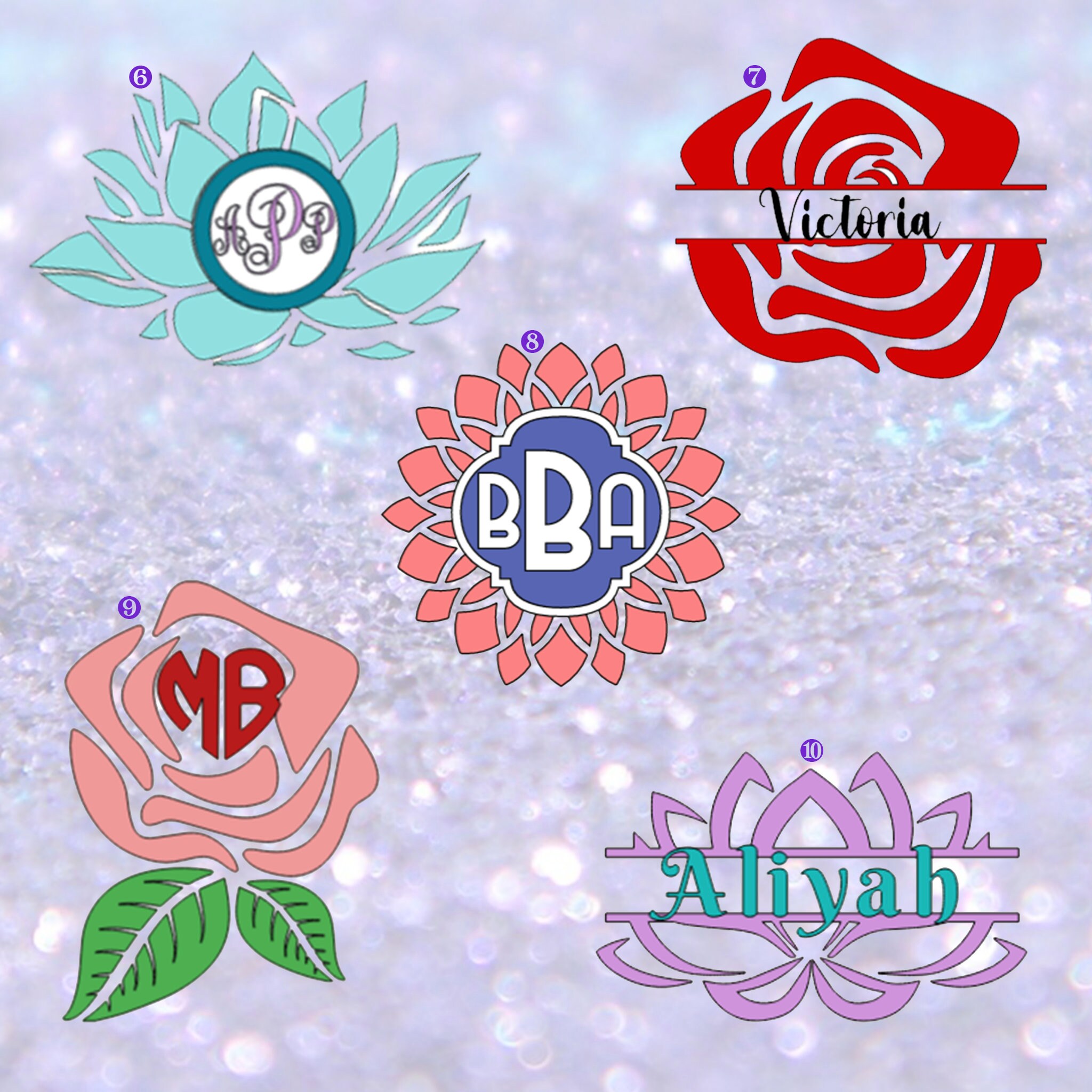 Flower Monogram Decals Vinyl Decals Flowers Permanent - Etsy UK