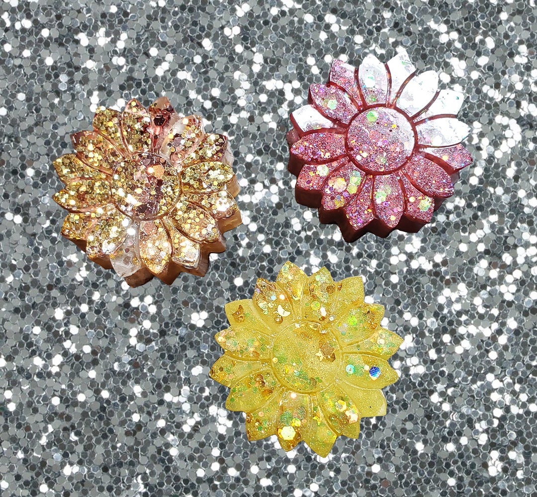 Glitter Sunflower Straw Topper: Handmade Epoxy Resin Charm - Etsy