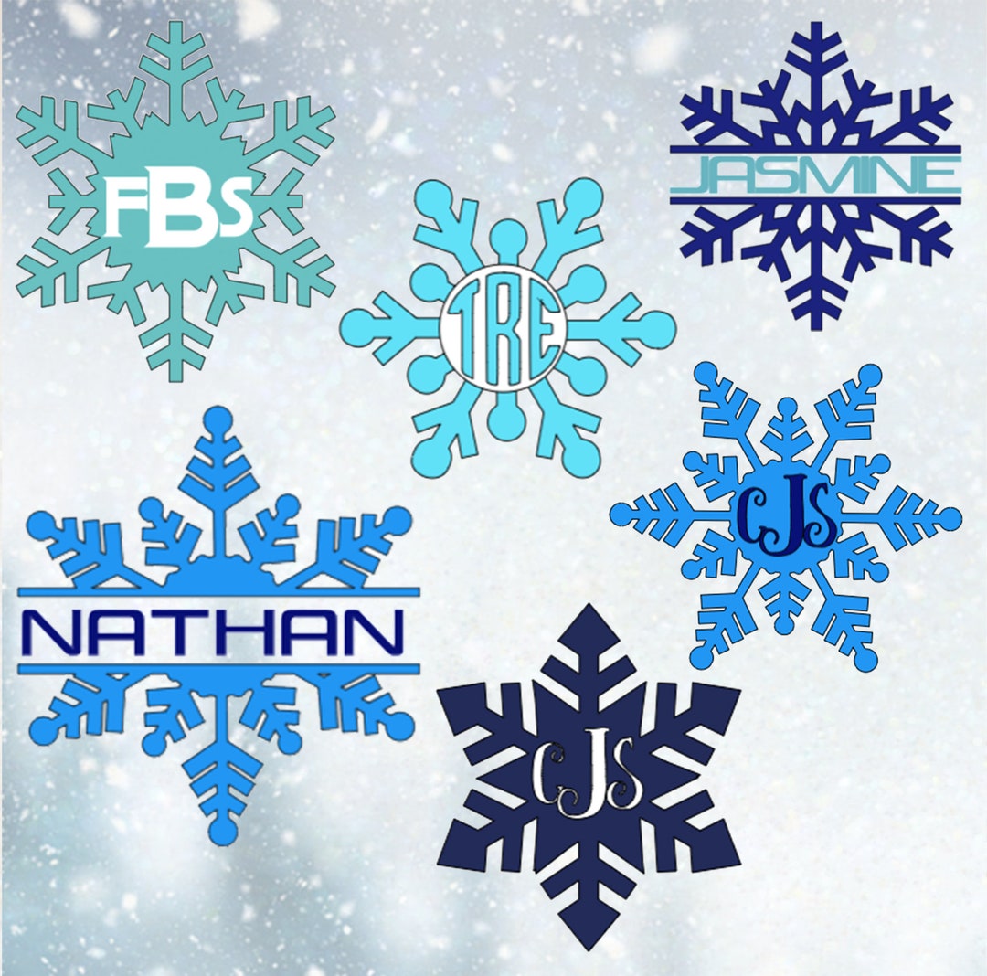 Snowflake Monogram Decals: Custom Winter Vinyl Decals - Etsy