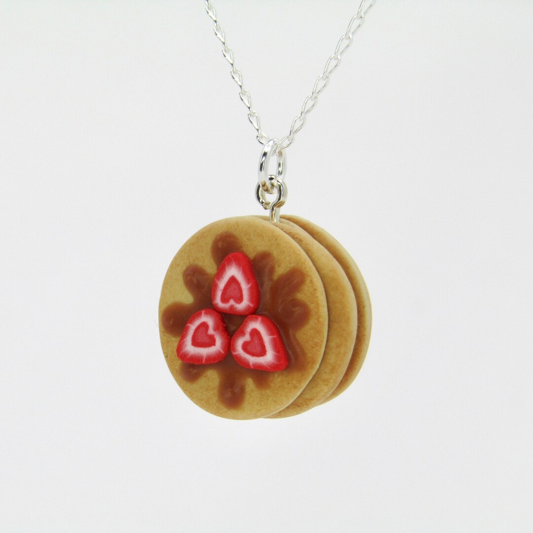 Realistic Strawberry and Chocolate Pancake Necklace, Miniature Food ...