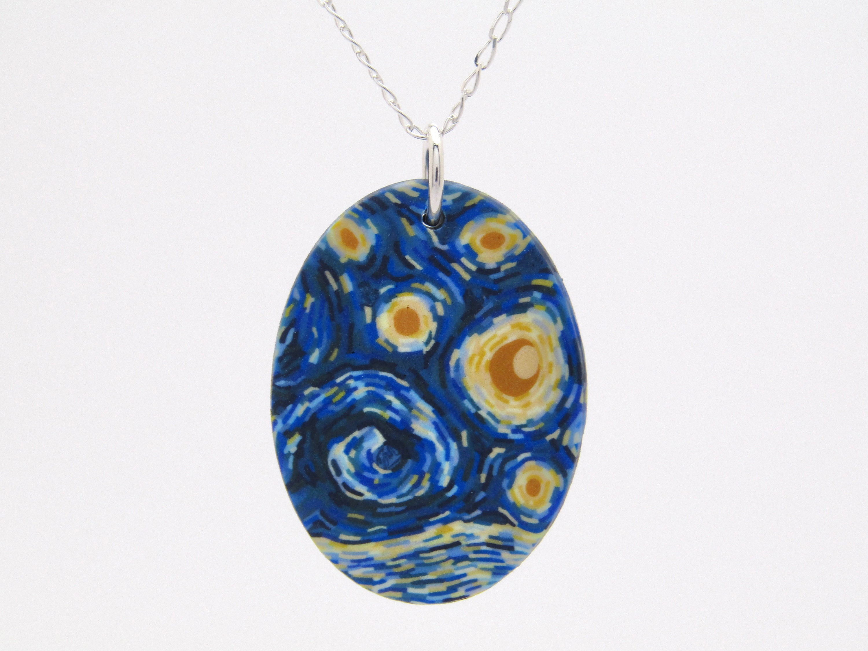 Starry Night Necklace, Van Gogh Pendant, Gift for Artist Woman, Starry ...