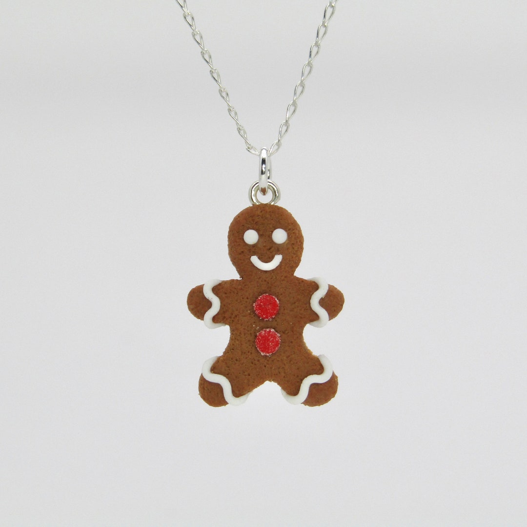 Gingerbread Man Necklace, Handmade Christmas Necklace UK, Sterling ...