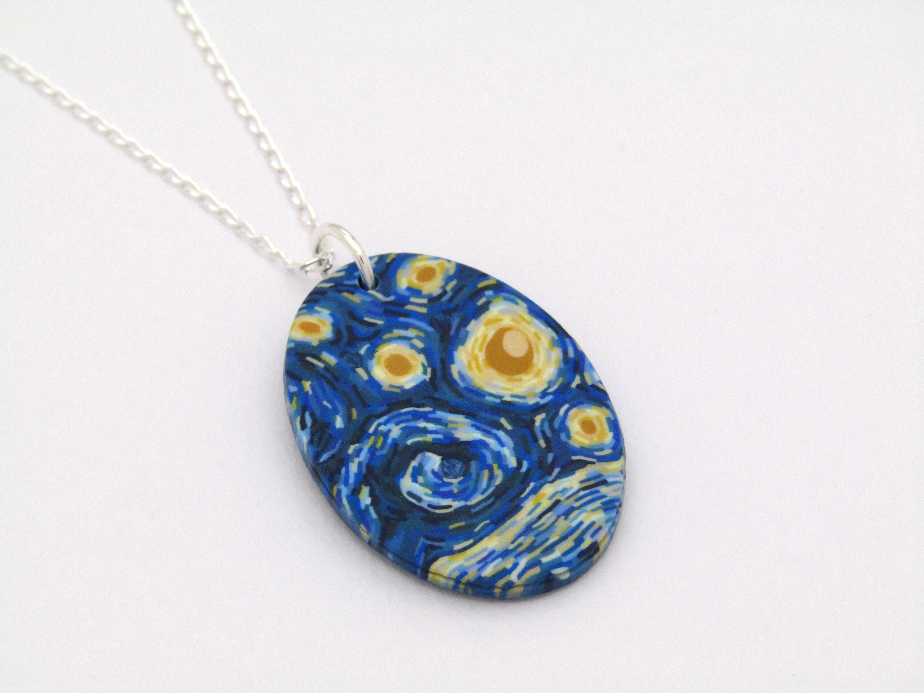 Starry Night Necklace, Van Gogh Pendant, Gift for Artist Woman, Starry ...