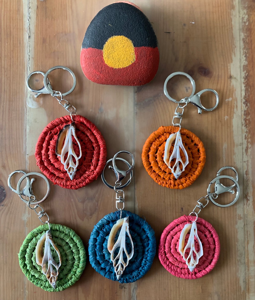Handmade Aboriginal Weaving Keyrings With Shell Slices - Etsy