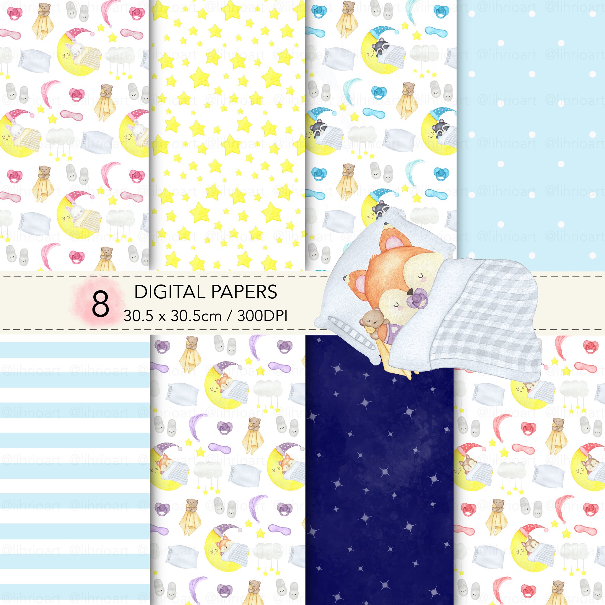 Sweet Dreams Watercolor Clipart, Hand Painted, Instant Download ...