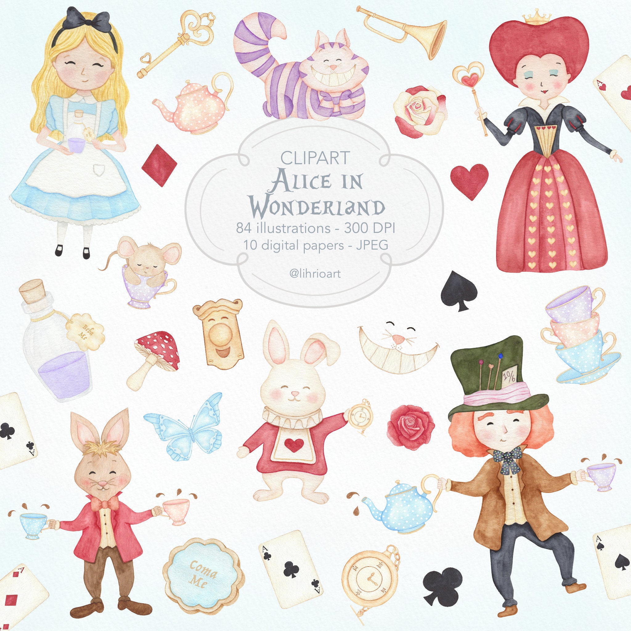 Alice In Wonderland Digital Clipart Alice In Wonderland Digital Clipart