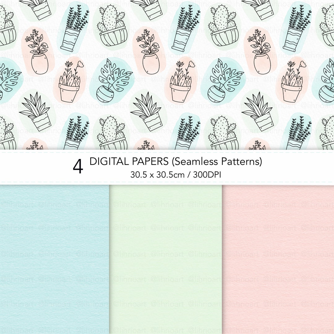 Watercolor and Ink Digital Papers Hand Painted Seamless - Etsy