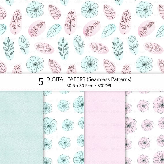Watercolor and Ink Digital Papers Hand Painted Seamless - Etsy