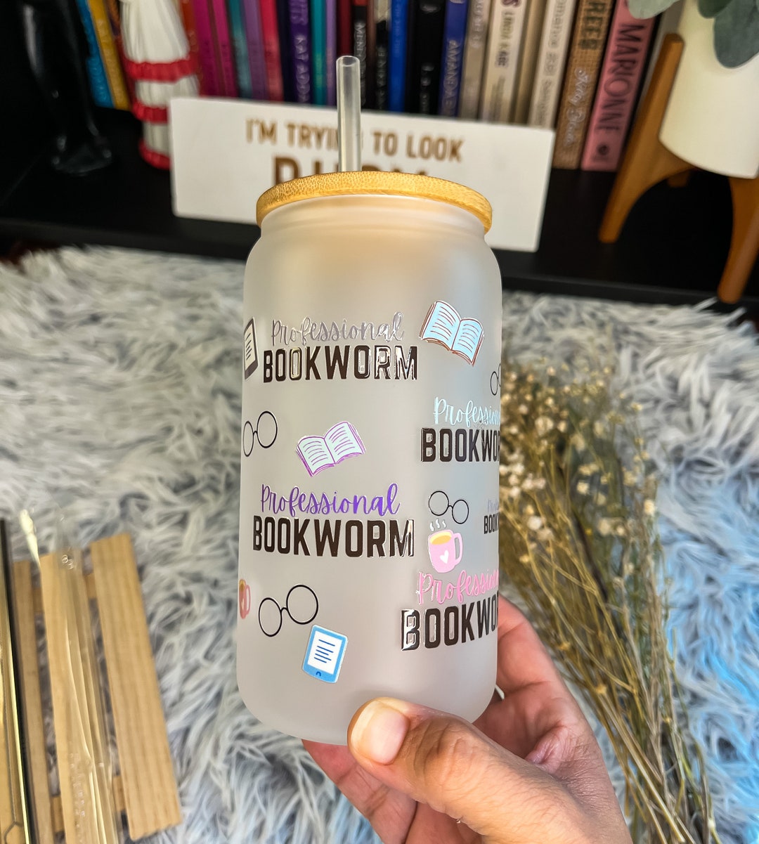 Professional Bookworm 16 Oz Libby Cup, Bookish Cup, Glass Cup, UV WRAP ...