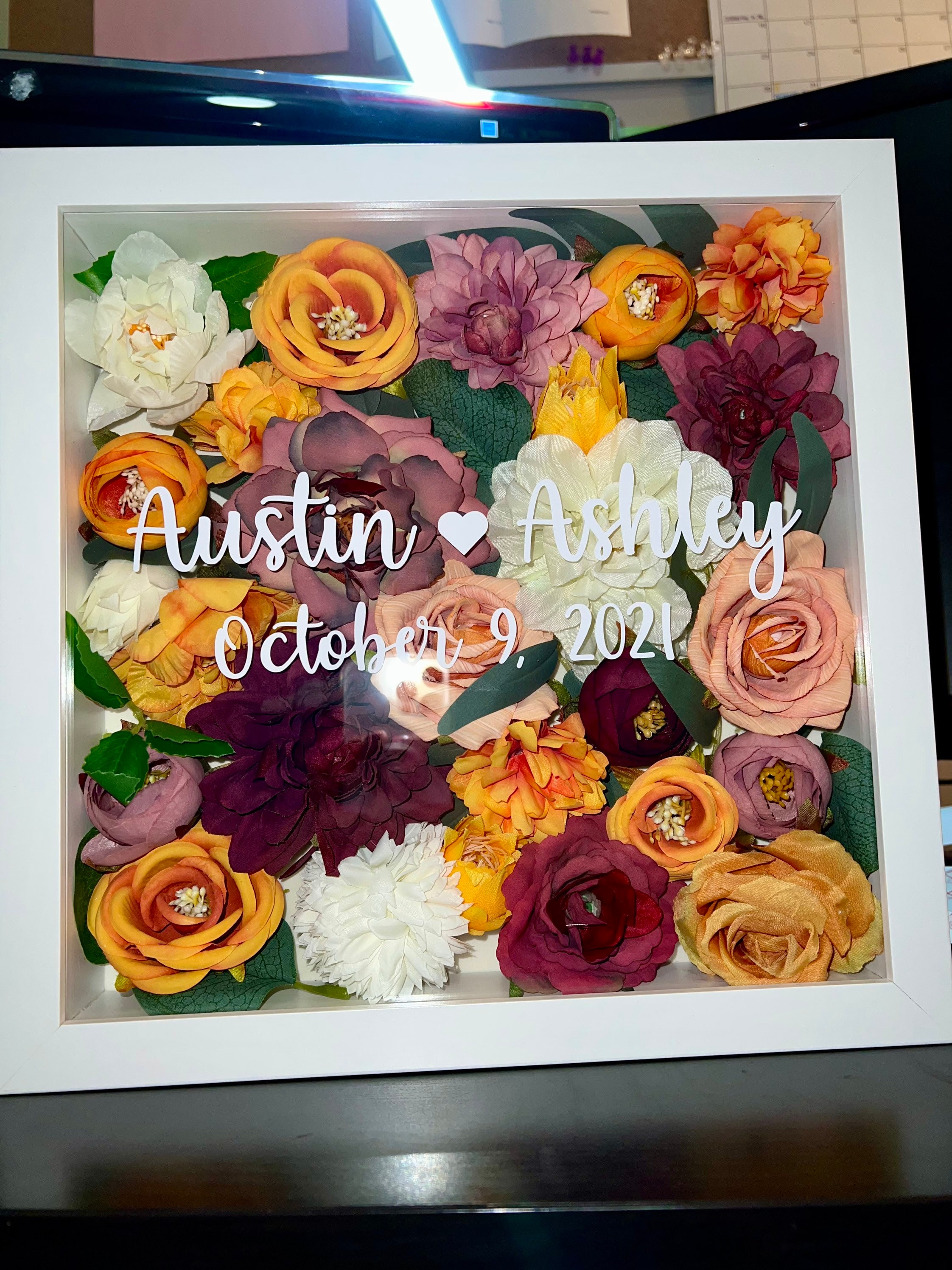 Customizable Flower Shadow Box - Wedding, Anniversary, Etc. - Etsy