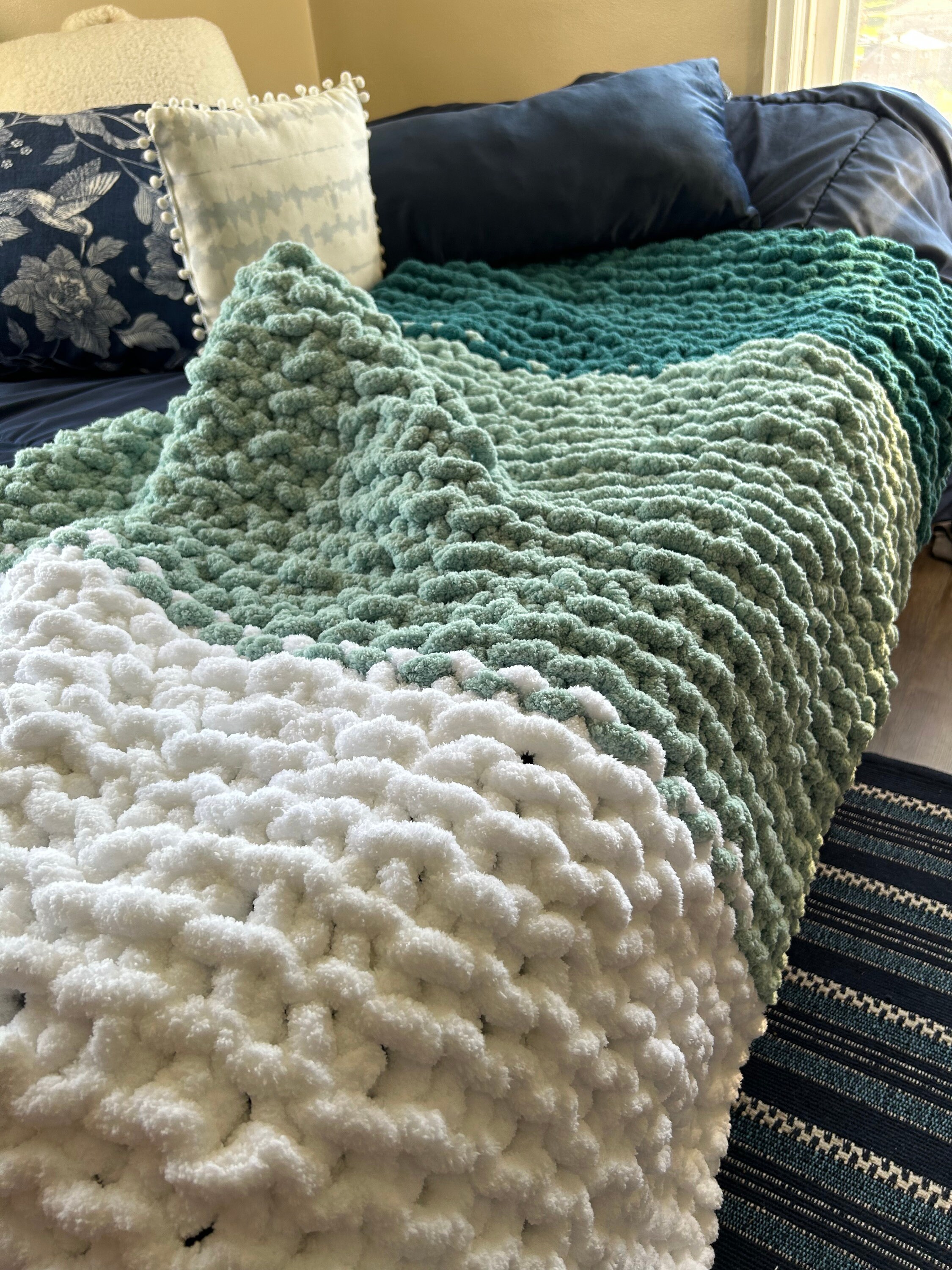Bright Beaches Large Chunky Knit Blanket by Leenie's Knits - Etsy