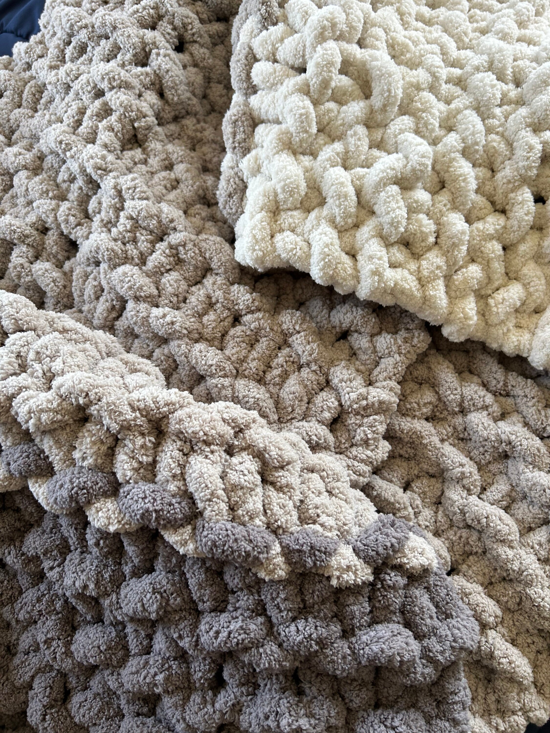 Gray Fade Large Chunky Knit Blanket by Leenie's Knits - Etsy