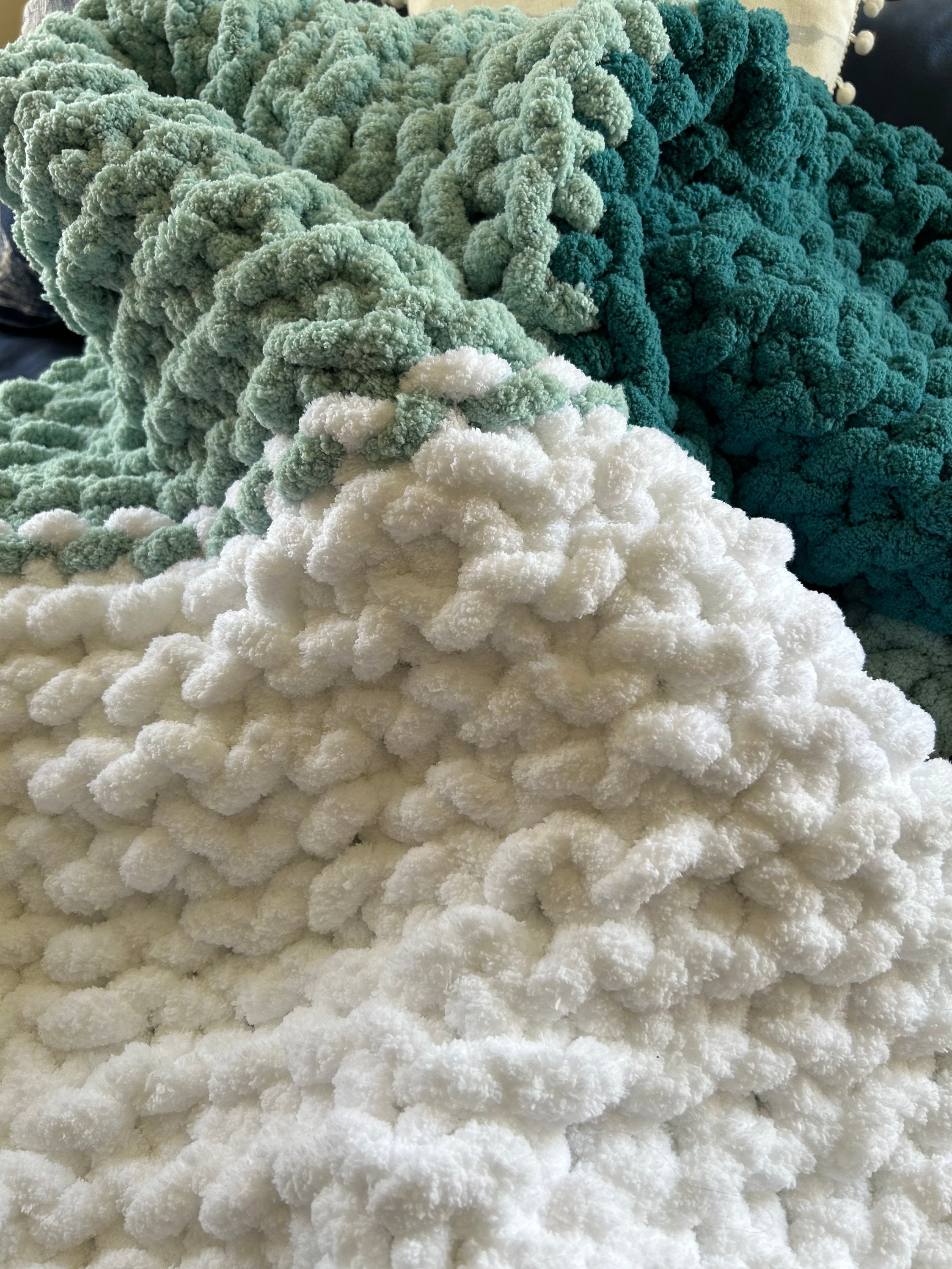 Bright Beaches Large Chunky Knit Blanket by Leenie's Knits - Etsy