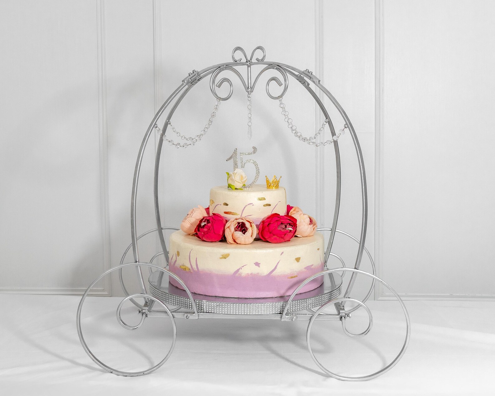Cinderella Carriage Cake Stand – Metal With Acrylic Gems, Elegant ...