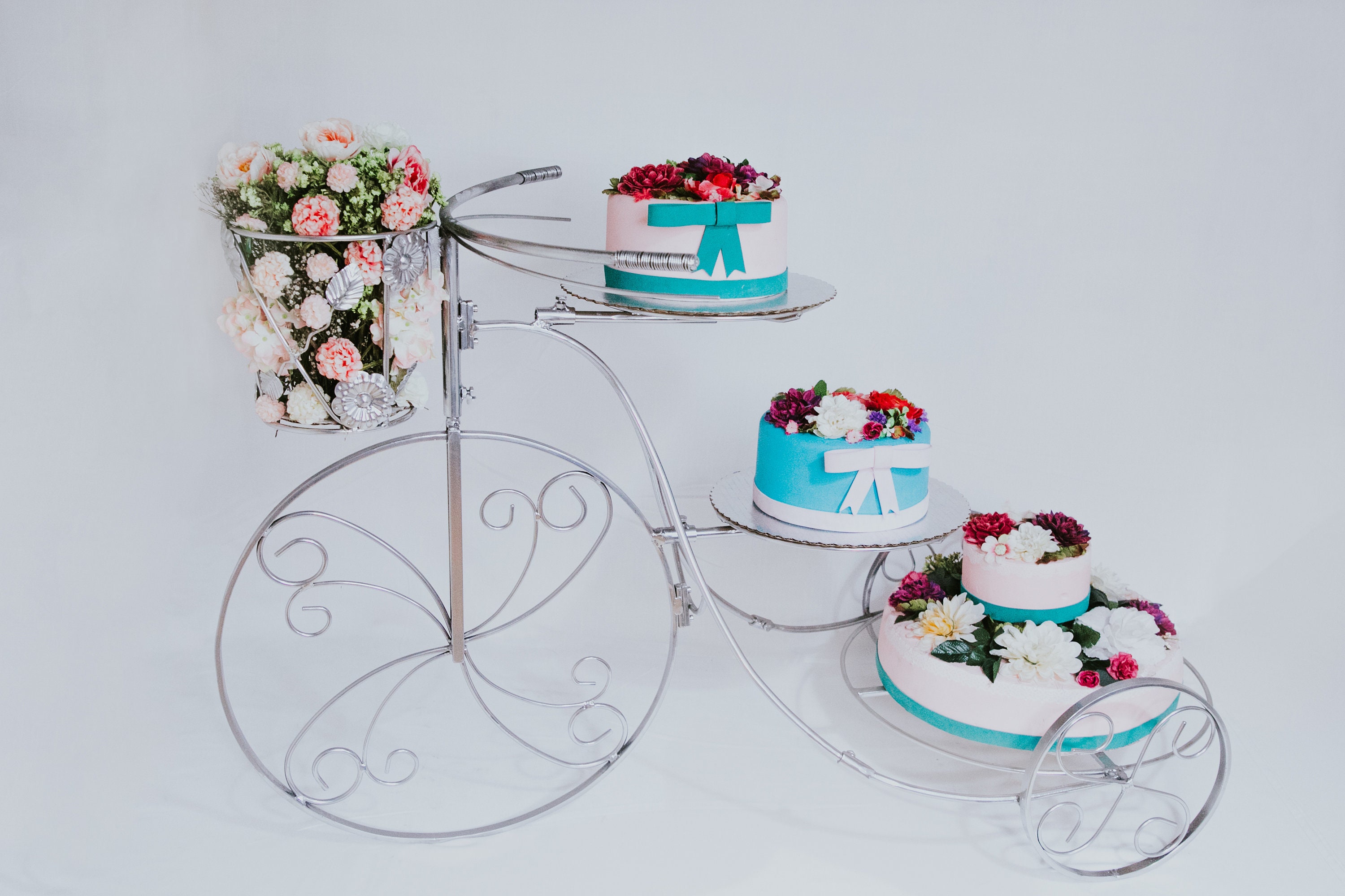 Bike Cake Stand, 3 Tiers Cake Stand- Removable Basket for Flowers - Etsy