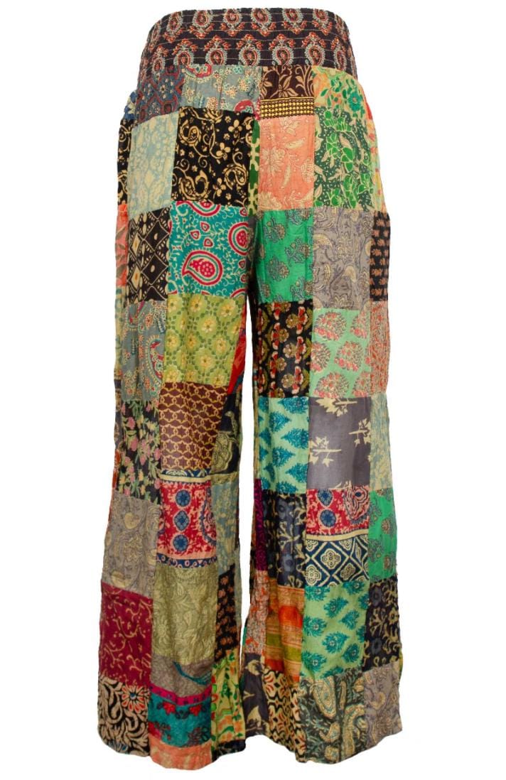 Patchwork Pants - Cotton Print Patchwork Flare Pants - Hippie Pants ...