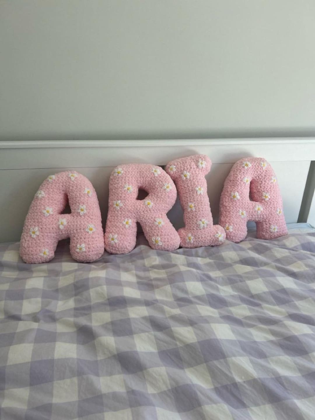 Letter Pink Flower Pillow - Etsy