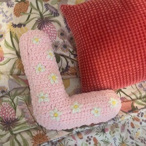 Letter Pink Flower Pillow - Etsy