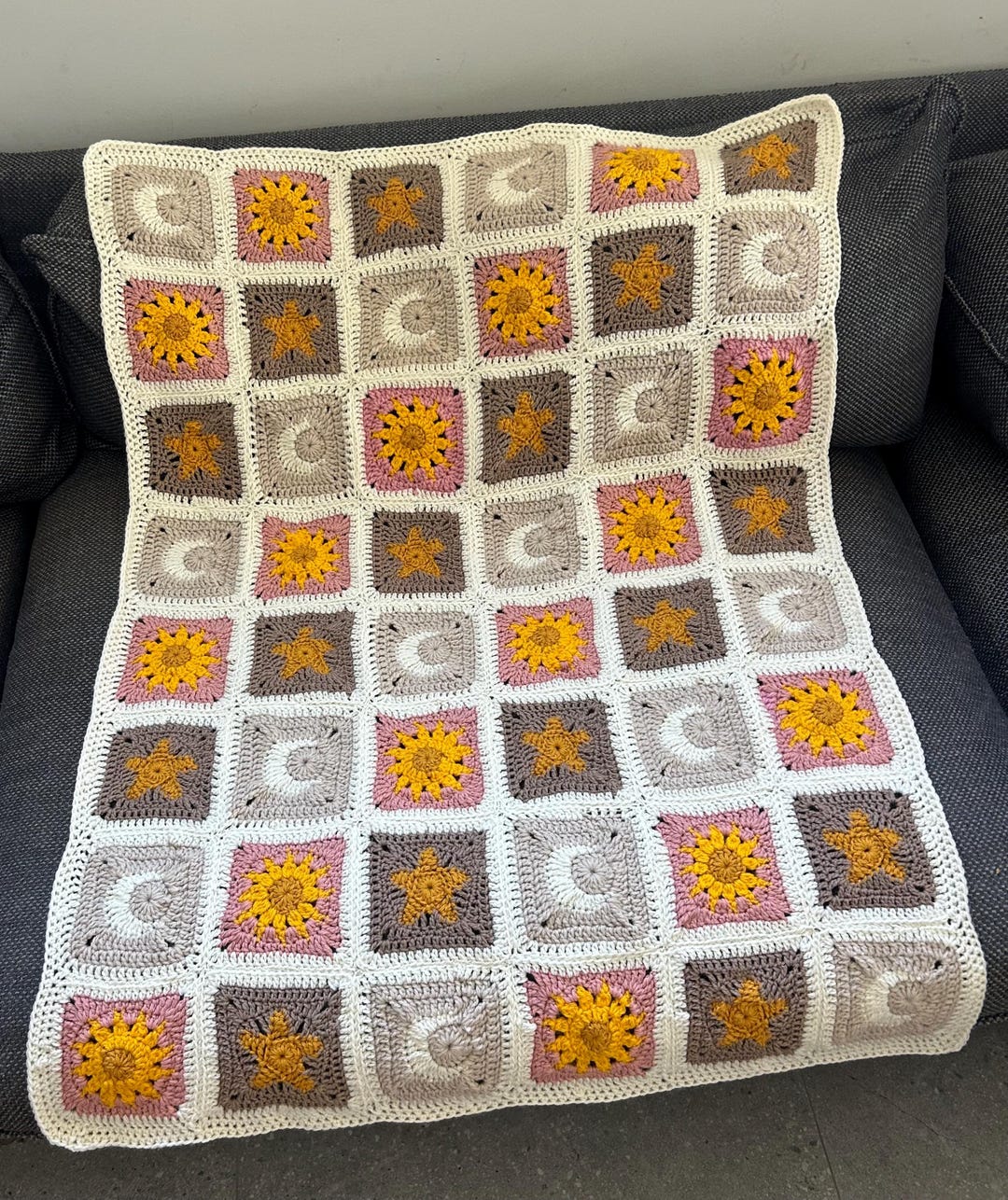 Sun, Moon & Star Baby Blanket Crochet Pattern PDF – Celestial Granny ...