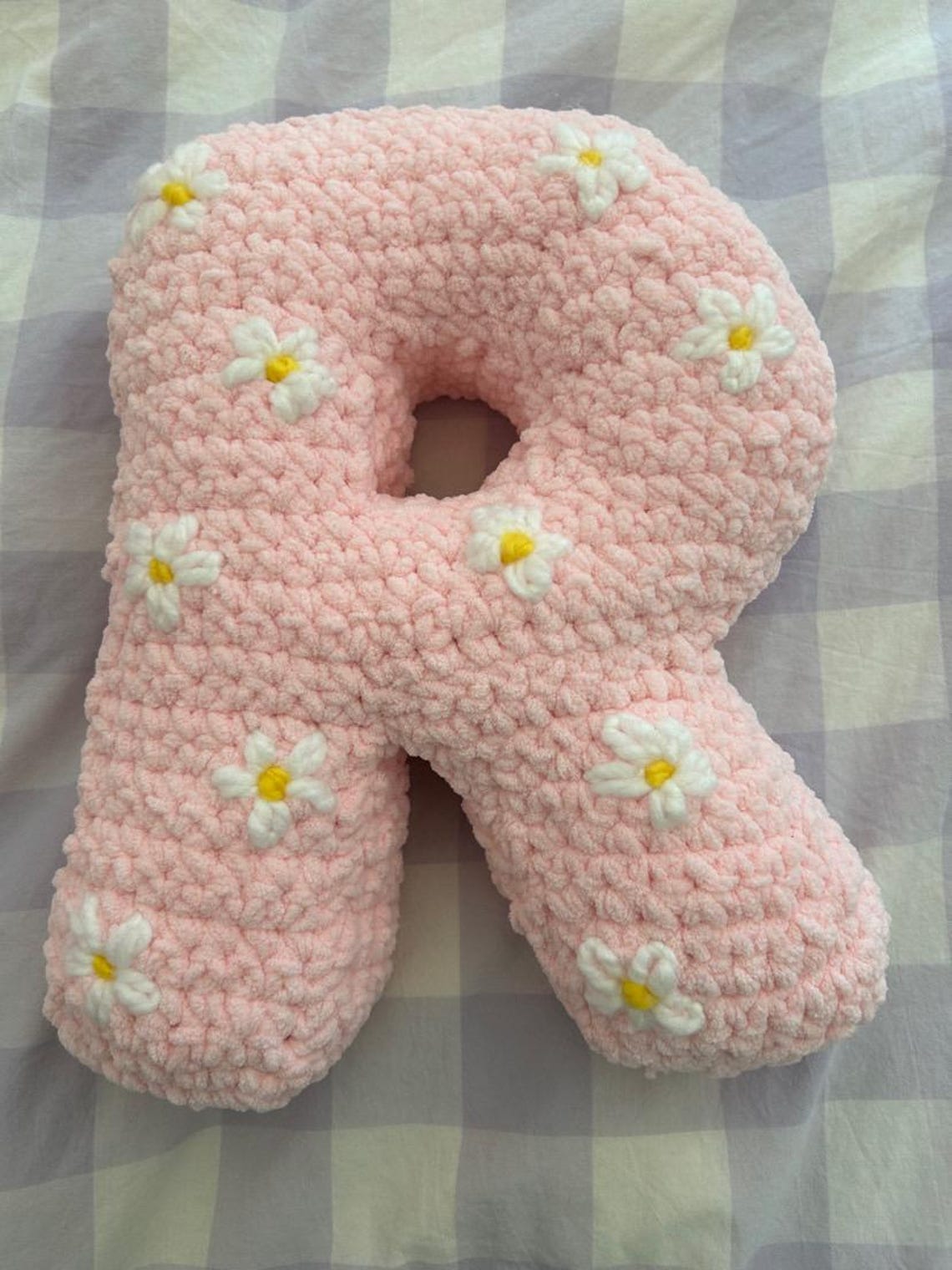 Letter Pink Flower Pillow - Etsy