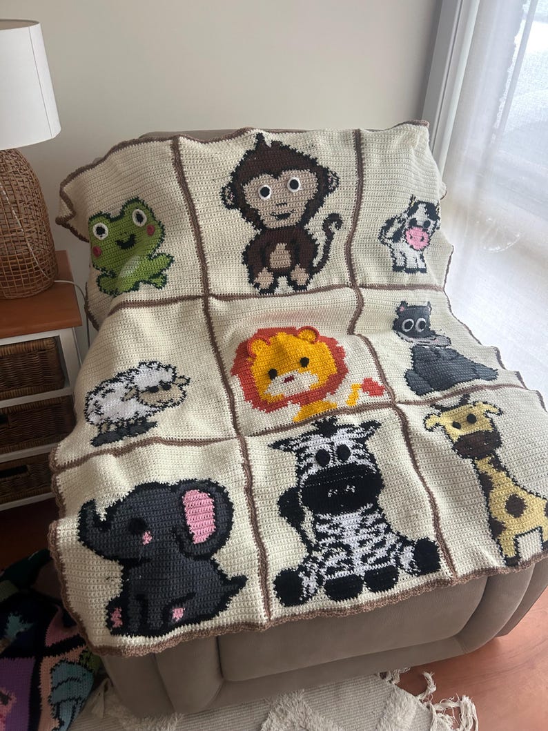 Animal Afghan Crochet Pattern PDF | Cute Baby Child Blanket | Safari ...