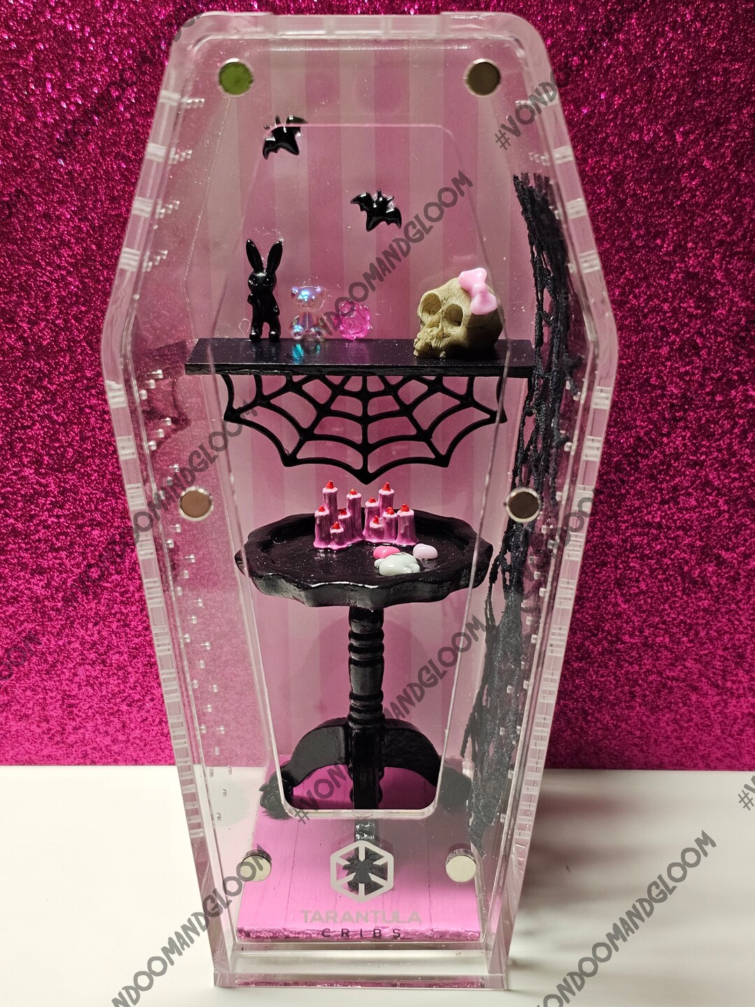 Jumping Spider Coffin Magnetic Enclosure / Terrarium, Pastel Pink and ...